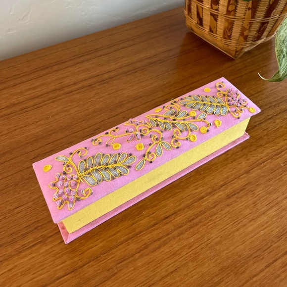 Storage & Organization | Vintage Beaded Pink And Yellow Ring Box | Poshmark